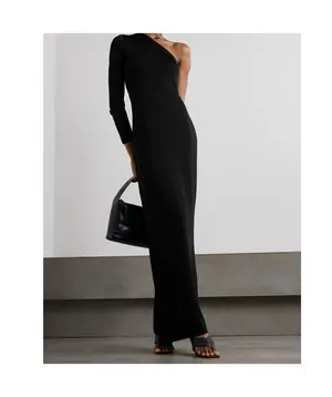 NILI LOTAN Ranni One-shoulder Knit Maxi Dress