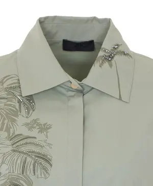 Liu Jo Palm Print Embellished Shirt - Gray