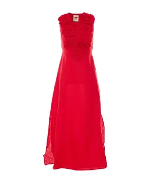 Farm Rio 3d Floral V-neck Maxi Dress - Red