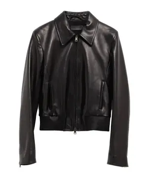 Balenciaga Long-sleeved Leather Bomber Jacket