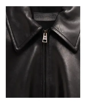 Balenciaga Long-sleeved Leather Bomber Jacket
