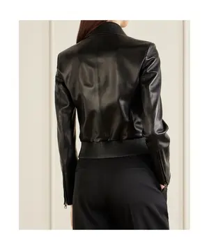 Balenciaga Long-sleeved Leather Bomber Jacket