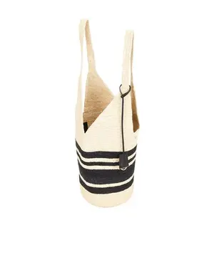 ANINE BING Leah Stripe Raffia Tote Bag - Nude
