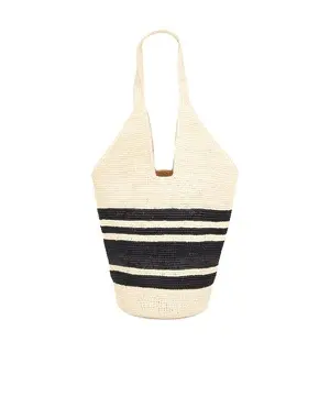 ANINE BING Leah Stripe Raffia Tote Bag - Nude