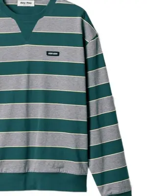 Miu Miu Oversized Striped Long Sleeve Sweatshirt