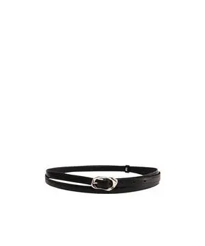 Alexander McQueen Molten Thin Leather Belt - Black