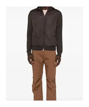 Herno Zip-up Hooded Drawstring Jacket - Black