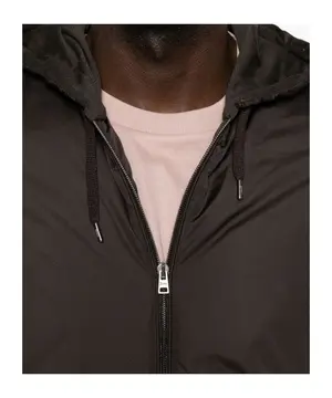 Herno Zip-up Hooded Drawstring Jacket - Black