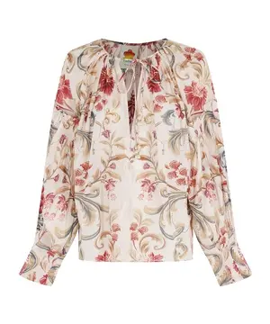 Farm Rio Tie Neck Blouses