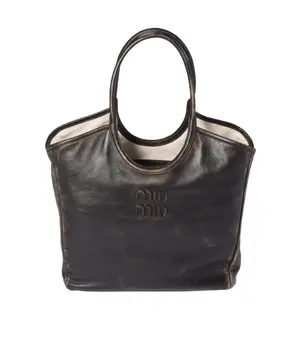 Miu Miu Leather Tote Bag - Brown