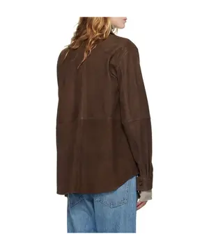 TOTEME Long Sleeve Suede Overshirt - Green