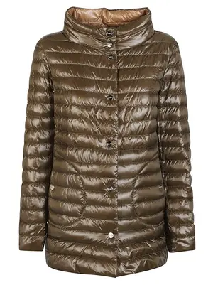 Herno Buttoned Quilted Coat - Brown