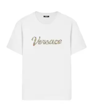 Versace Logo Embellished Crewneck T-shirt