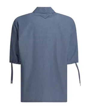 Prada Short Sleeve Button-up Shirt With Ruffled Cuffs