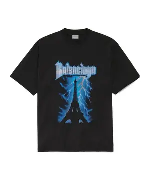 Balenciaga Graphic Printed Crewneck T-shirt - Black