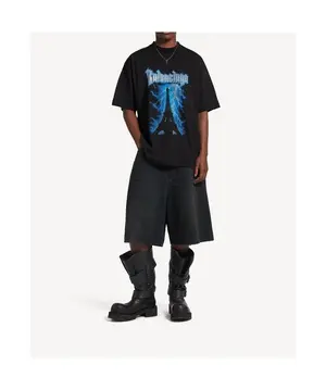 Balenciaga Graphic Printed Crewneck T-shirt - Black