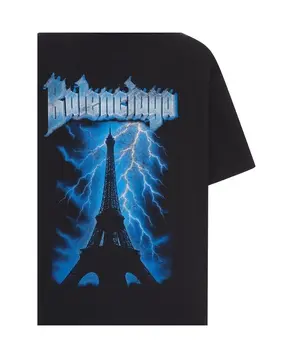 Balenciaga Graphic Printed Crewneck T-shirt - Black