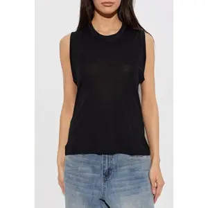 AMI Paris Sleeveless Crewneck Top With Pattern Decoration