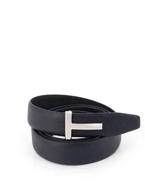 TOM FORD T Logo Buckled Reversible Belt - Black