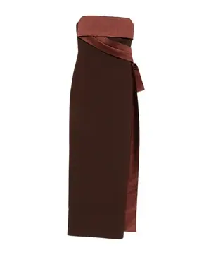 Roland Mouret Strapless Dress With Side Slit - Brown