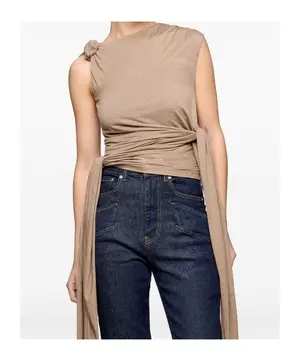 GANNI Sleeveless Asymmetrical Wrap Top