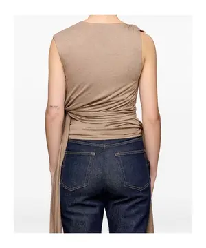 GANNI Sleeveless Asymmetrical Wrap Top