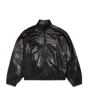 Balenciaga Zip-up Track Jacket With Contrasting Piping - Black/burgundy