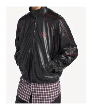Balenciaga Zip-up Track Jacket With Contrasting Piping - Black/burgundy