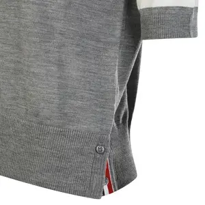 Thom Browne Short Sleeve Roll Neck Knitted Jumper With Side Stripe Detail
