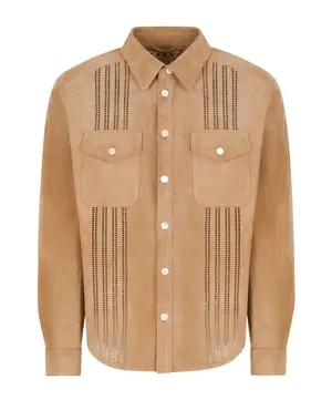 Marni Brown Suede Shirt With Cut-out Detailing
