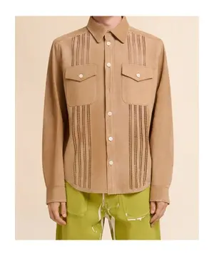 Marni Brown Suede Shirt With Cut-out Detailing