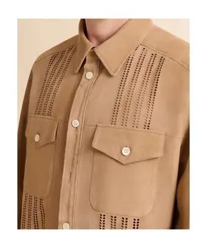 Marni Brown Suede Shirt With Cut-out Detailing