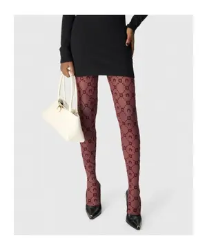 MARINE SERRE Moonogram Mesh Flock Tights - Brown