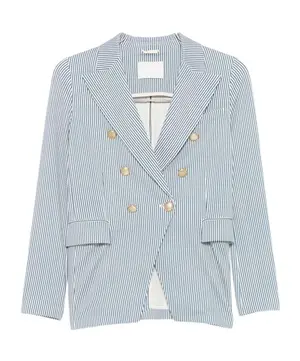 CIRCOLO 1901 Striped Double-breasted Blazer - Gray