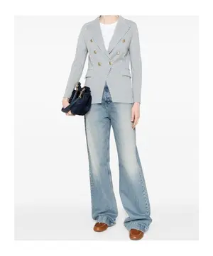 CIRCOLO 1901 Striped Double-breasted Blazer - Gray