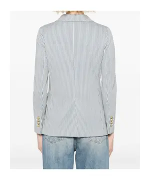 CIRCOLO 1901 Striped Double-breasted Blazer - Gray