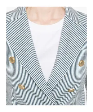 CIRCOLO 1901 Striped Double-breasted Blazer - Gray