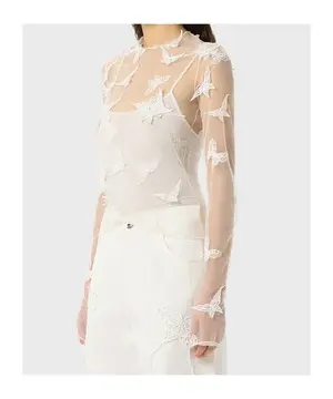 Blumarine Embroidered Butterfly Long Sleeve Blouse