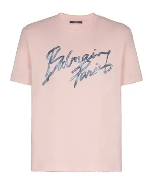 Balmain Printed Cotton T-shirt - Pink