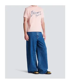 Balmain Printed Cotton T-shirt - Pink