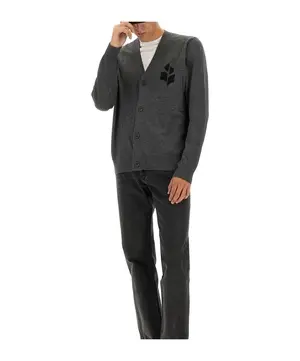 Isabel Marant Étoile Logo Intarsia-knit V-neck Cardigan - Black
