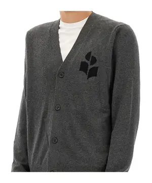 Isabel Marant Étoile Logo Intarsia-knit V-neck Cardigan - Black