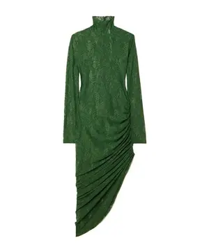 Norma Kamali Long Sleeve Turtleneck Side Drape Dress