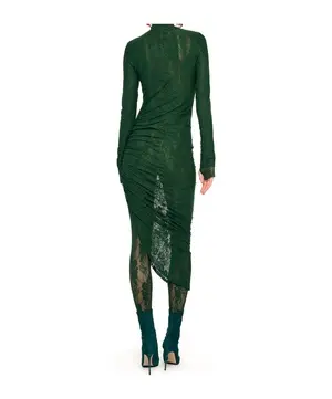 Norma Kamali Long Sleeve Turtleneck Side Drape Dress