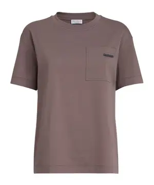 Brunello Cucinelli Shiny Tab Crewneck T-shirt