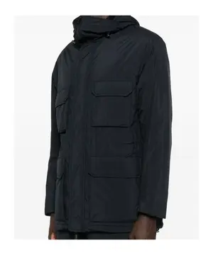 Emporio Armani Hooded Jacket With Multiple Pockets - Black