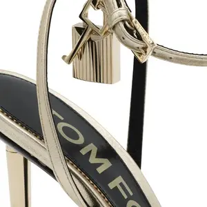 TOM FORD Laminated Padlock Pointy Stiletto Sandals - Nude