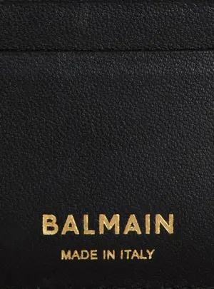 Balmain Anthem Calfskin Leather Card Holder