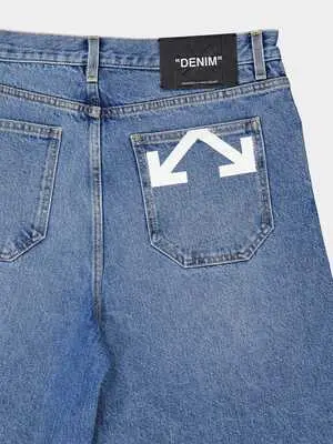 Off-White Half Arrow Denim Shorts - Blue