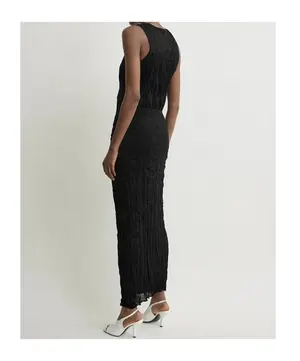 TOTEME Crinkled Knit Midi Skirt - Black
